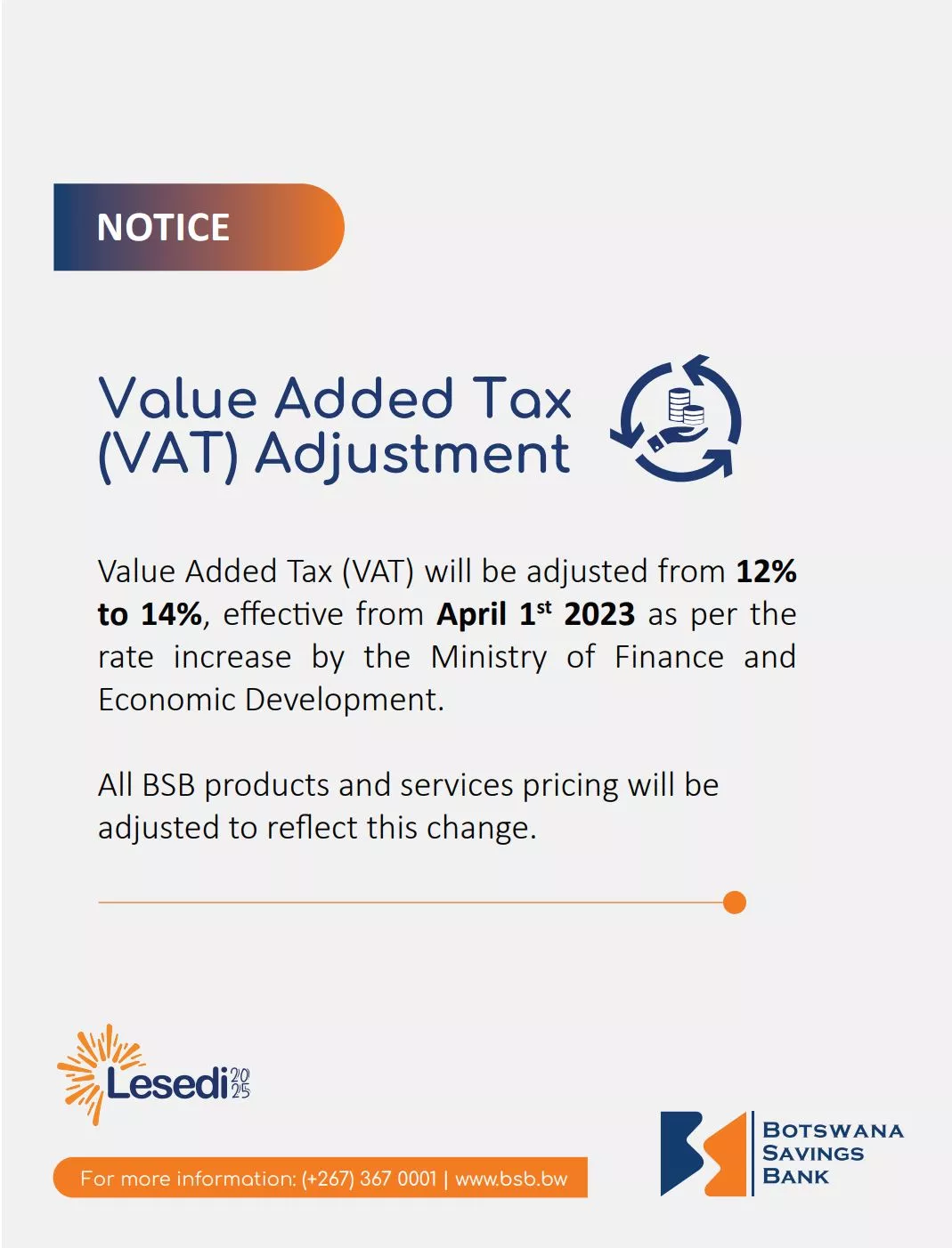 VAT Adjustment - Botswana Savings Bank